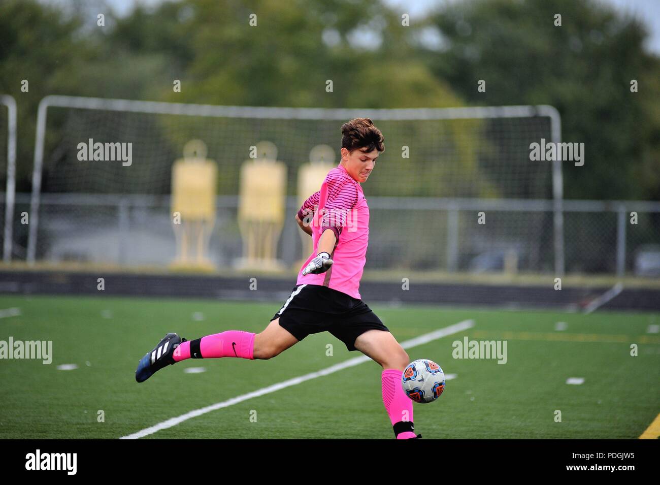 Keeper clearing the ball after making a save. USA Stock Photo - Alamy