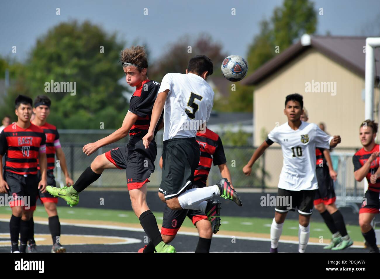 Football player scoring a goal hi-res stock photography and images - Alamy