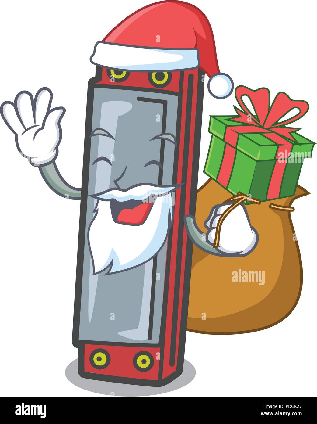 Santa with gift harmonica mascot cartoon style Stock Vector Image & Art ...