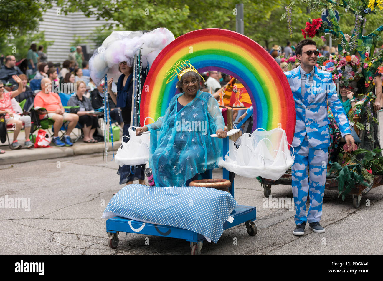 Cleveland, Ohio, USA - June 9, 2018 African american woman riding a ...