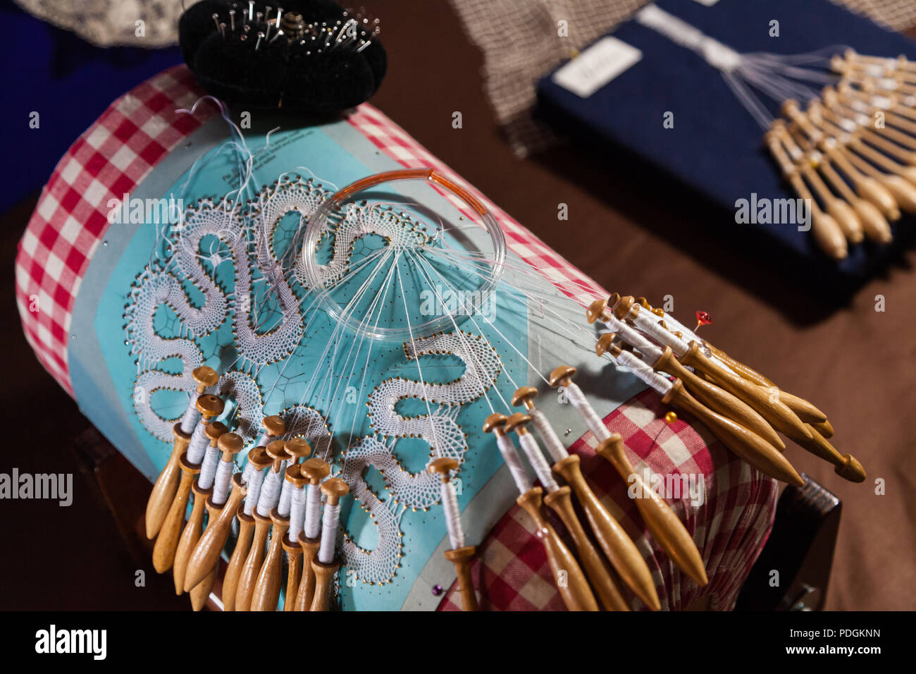 Example of lace making in a complex pattern Stock Photo - Alamy