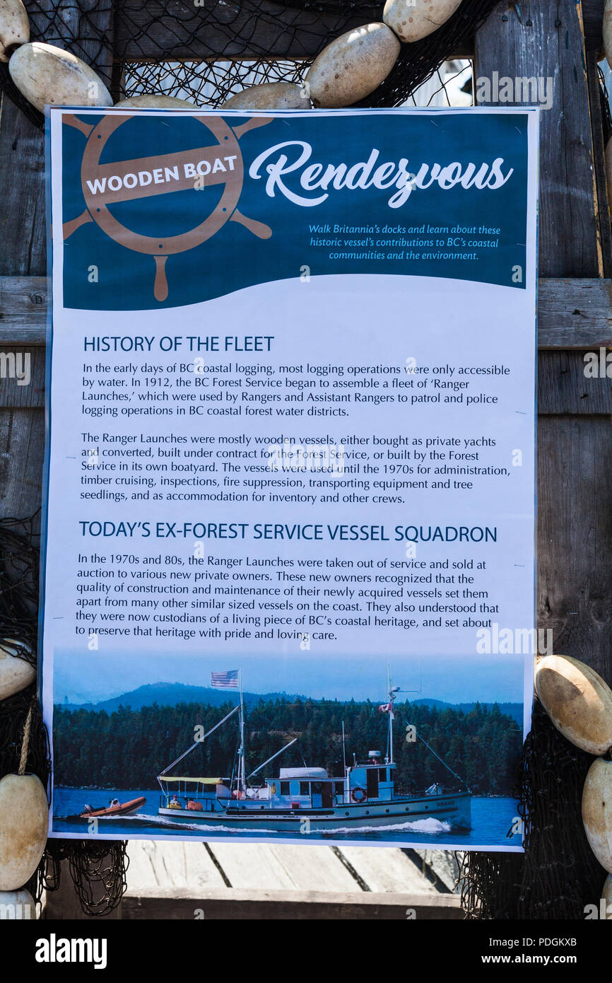 Sign describing details of the old Forest Service fleet of launches at ...