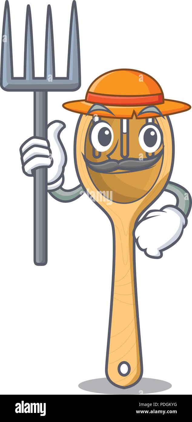 Farmer wooden fork character cartoon Stock Vector Image & Art - Alamy