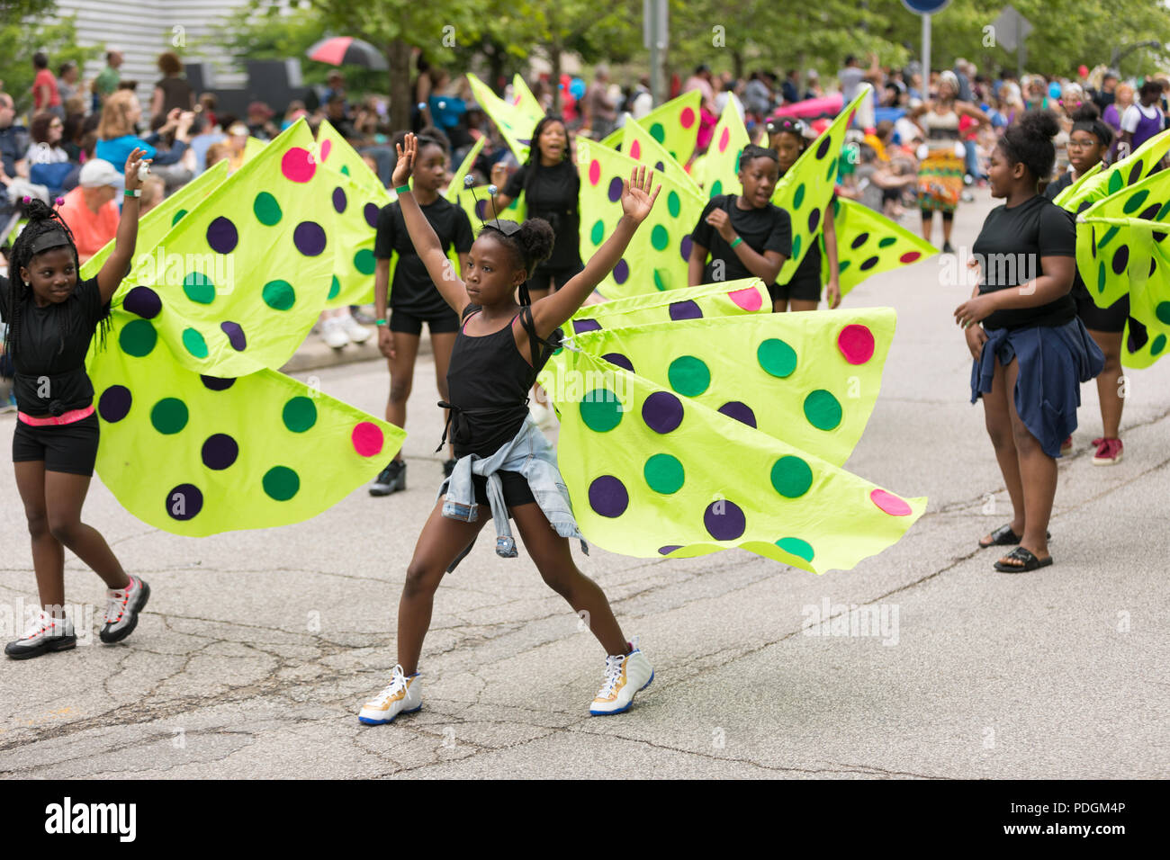 Cleveland, Ohio, USA - June 9, 2018 african american girl dress up as a ...