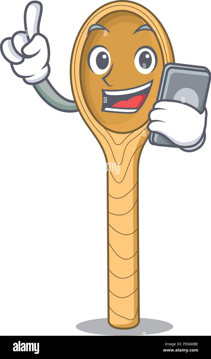 With phone wooden spoon character cartoon Stock Vector Image & Art - Alamy