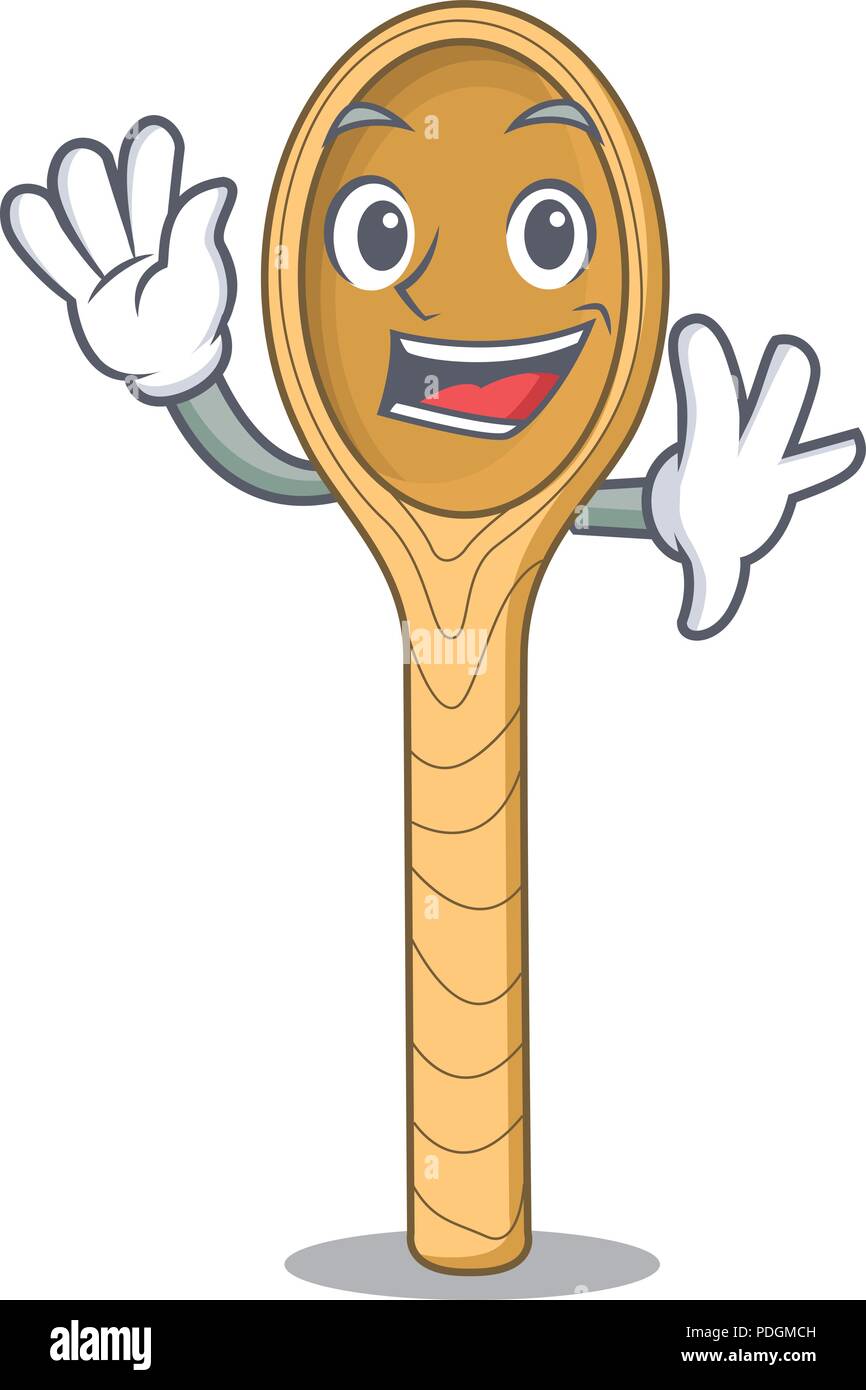 Waving wooden spoon character cartoon Stock Vector Image & Art - Alamy