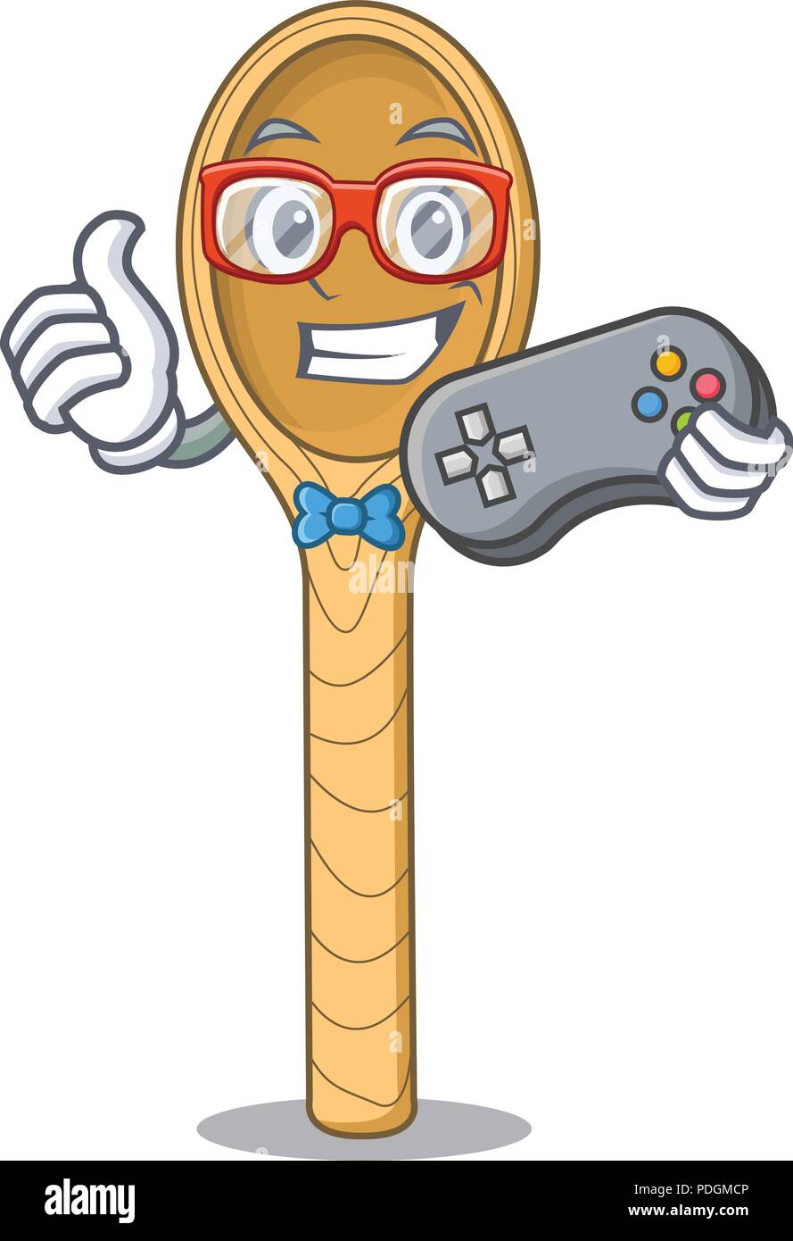 Gamer wooden spoon mascot cartoon Stock Vector Image & Art - Alamy