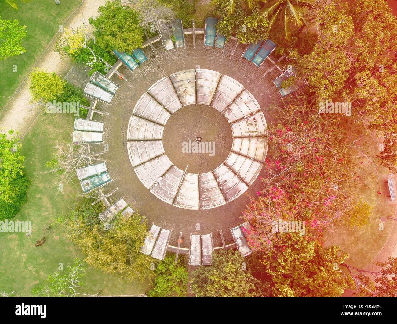 aerial view of man inside circular playground in park in Barra da ...