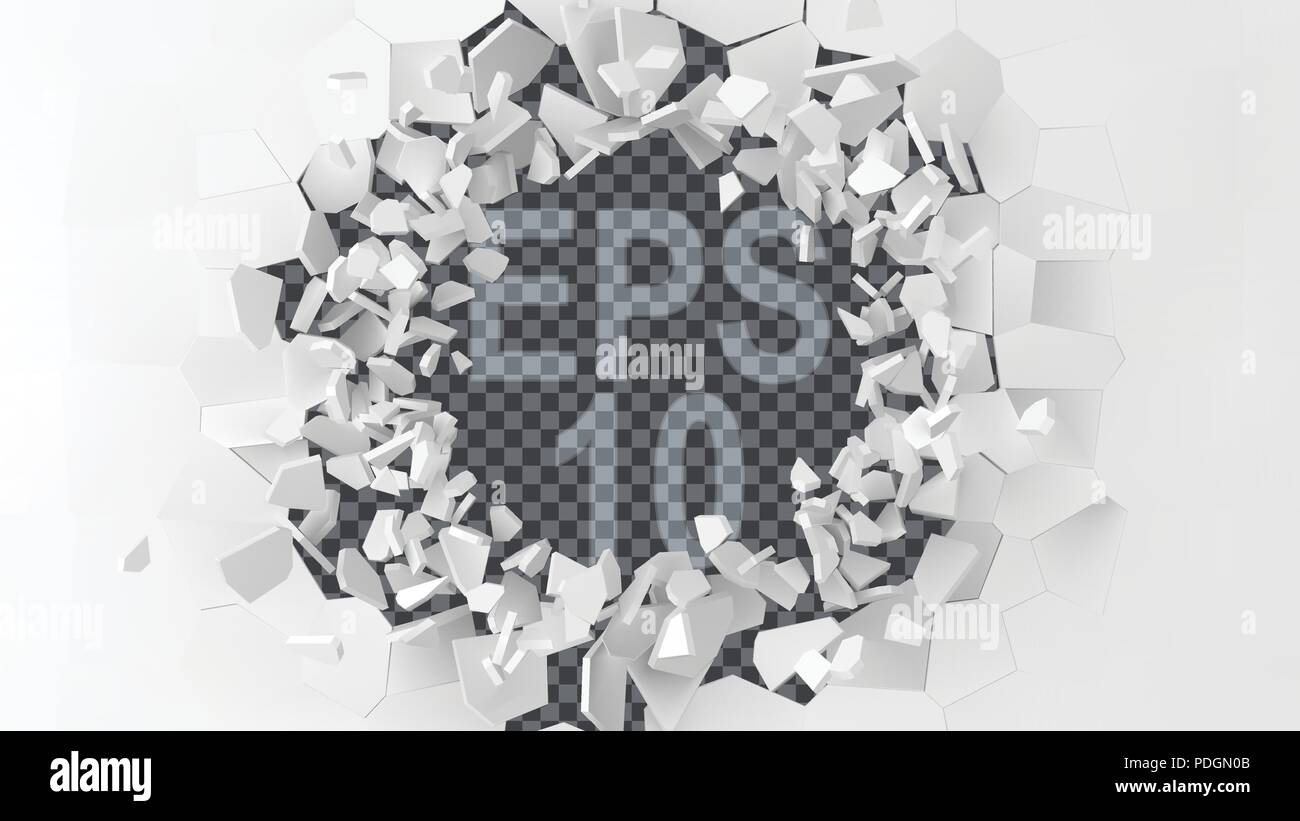 exploding wall with free area on center for any object or background ...