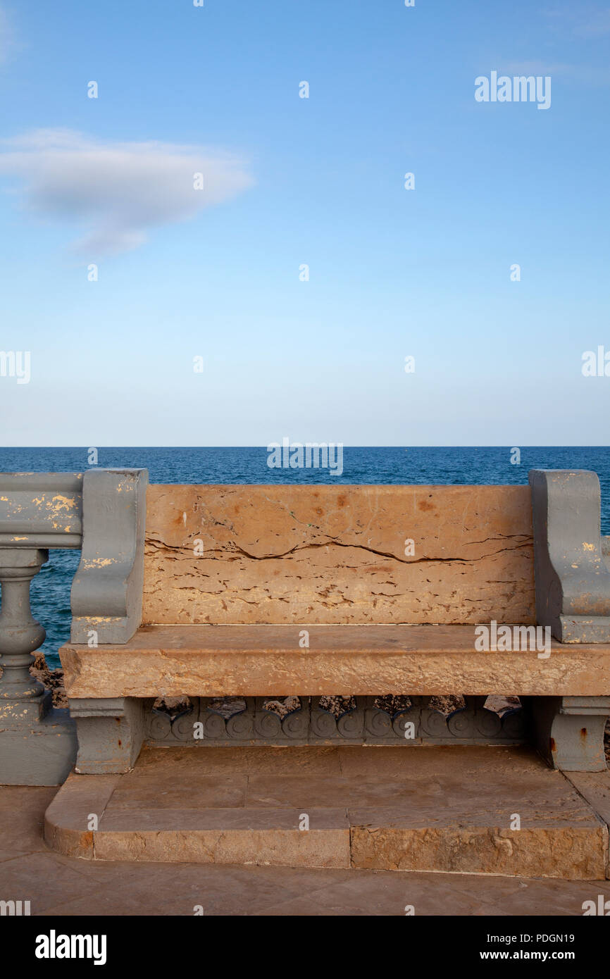 Seaside Stone Bench Stock Photo - Alamy