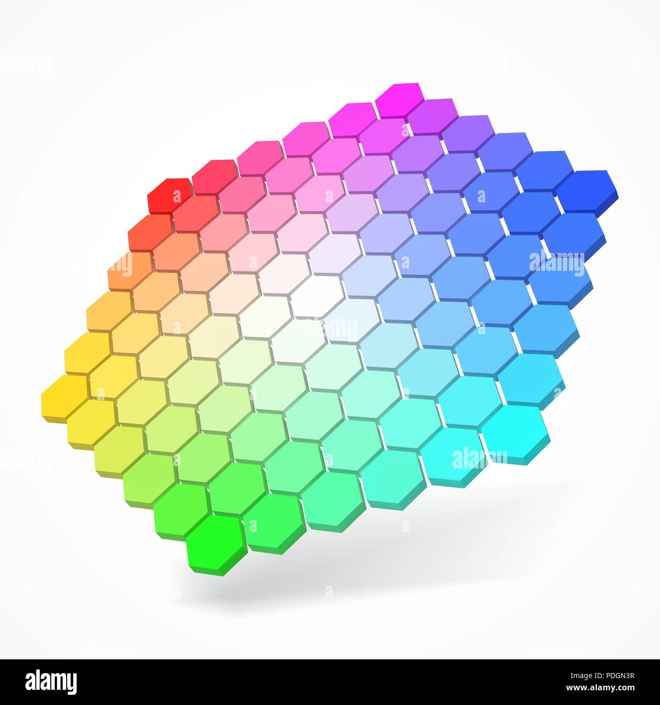 hexagonal color palette with small color hexagons. 3d style vector ...