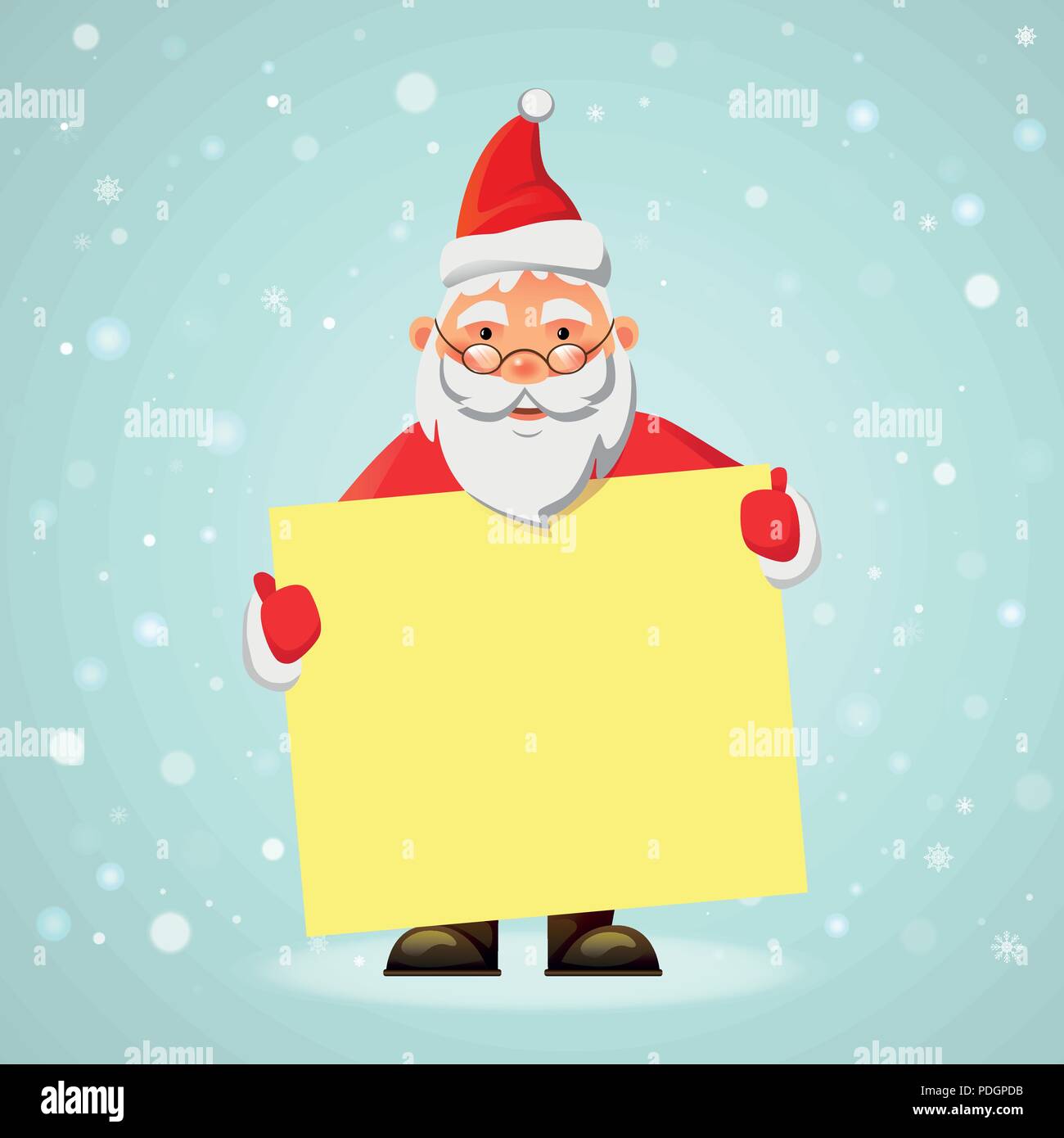 Santa Claus with message board. Blank advertising banner. Merry Santa ...