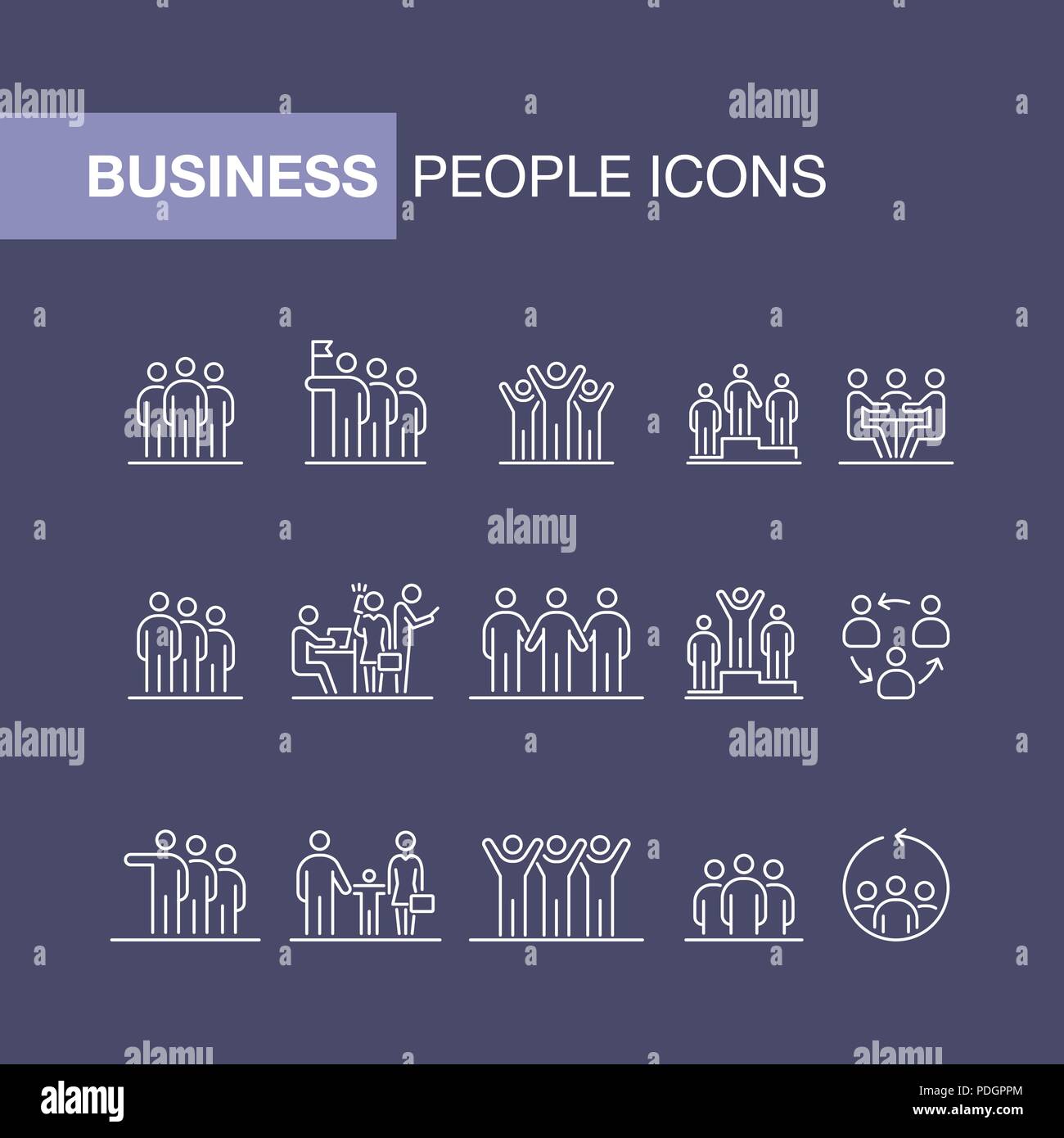 Business people icons set simple line flat illustration Stock Vector ...