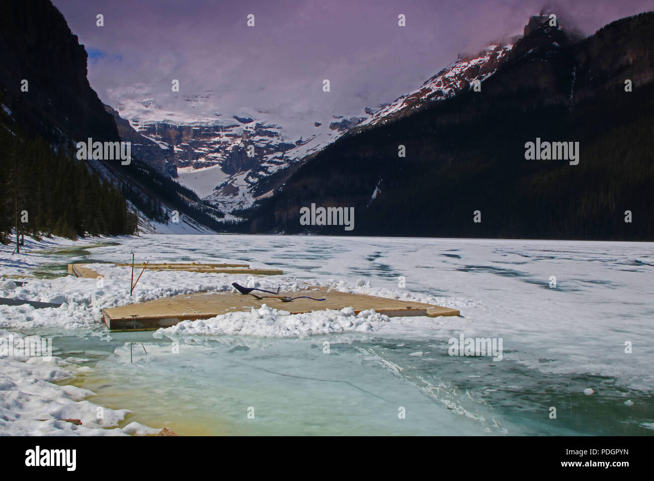 Lake Louise in May. Banff National Park, Alberta, Canada Stock Photo ...