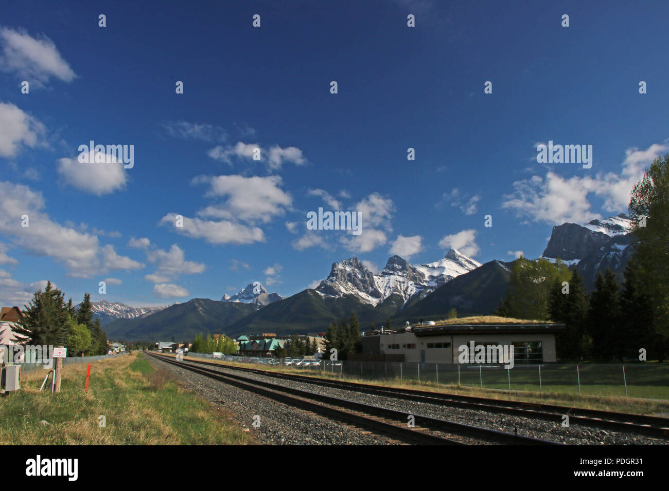Railroad tracks. Canmore, Alberta, Canada Stock Photo - Alamy