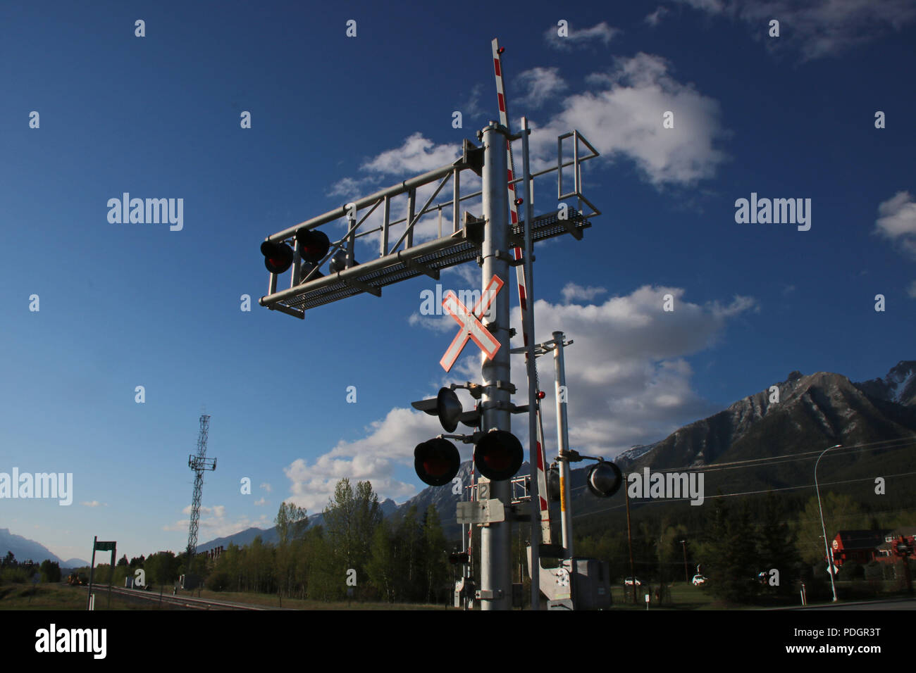 Railroad Crossing Sign. Canmore, Alberta, Canada Stock Photo - Alamy