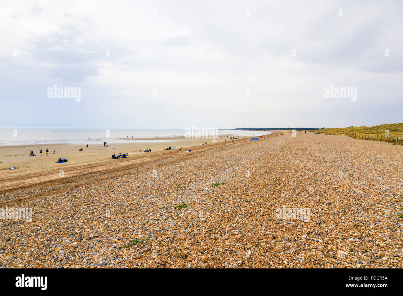 Pebble ridge on sand at West Beach, Littlehampton, a small holiday ...