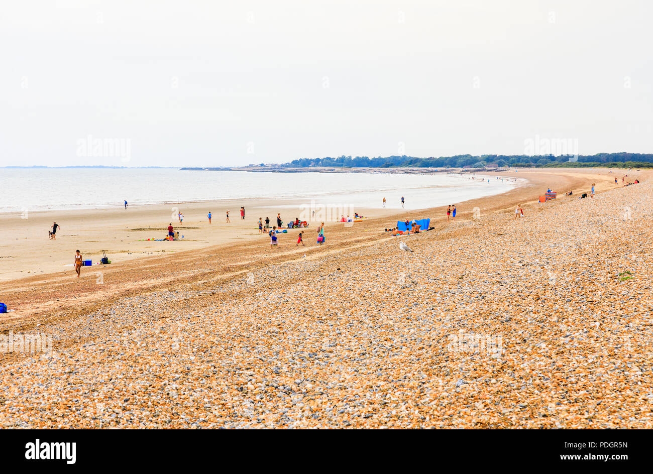 Pebble ridge on sand at West Beach, Littlehampton, a small holiday ...