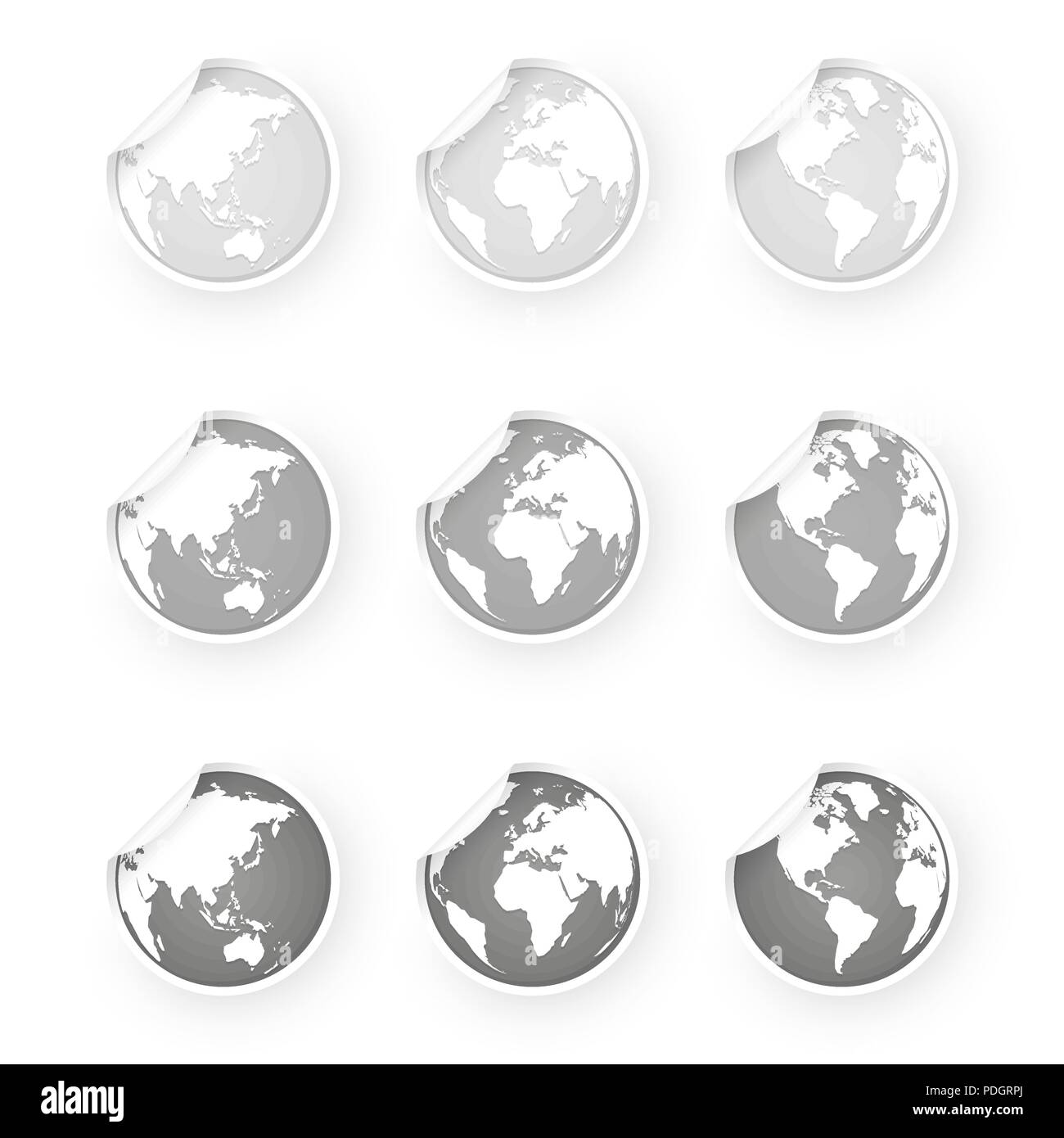 silver gray world globe icons stickers set Stock Vector Image & Art - Alamy