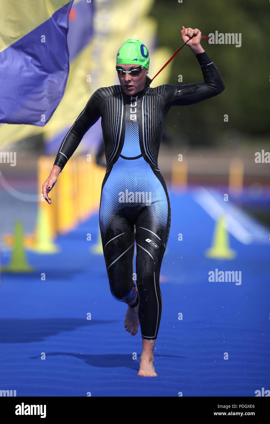 Great Britain's Jess Learmonth competes in the women's triathlon during ...
