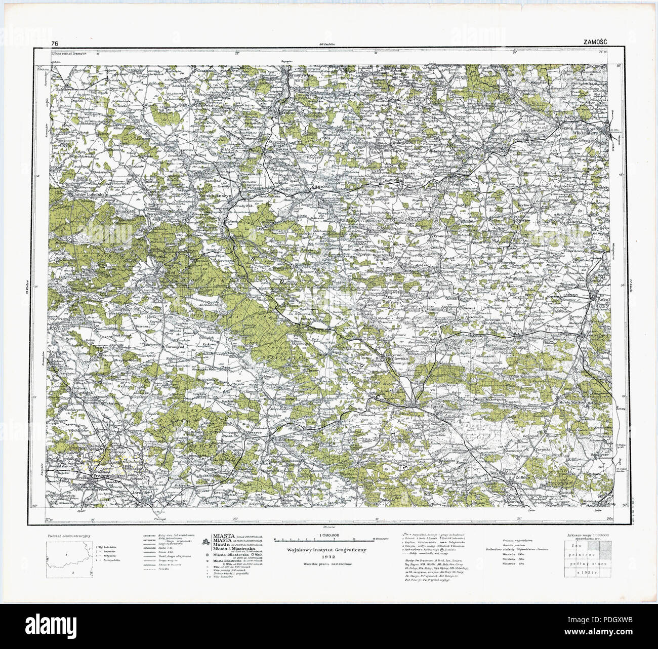 378 WIG Mapa Operacyjna Polski - 76 Zamość 1932 Stock Photo - Alamy