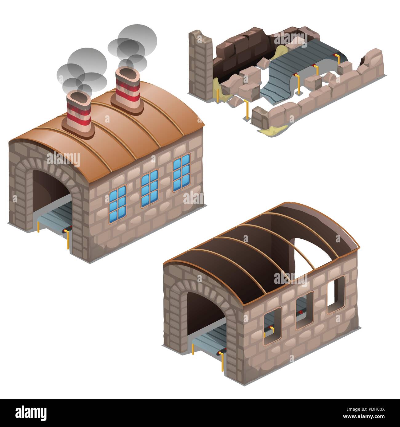 Old stone building abandoned Stock Vector Images - Alamy