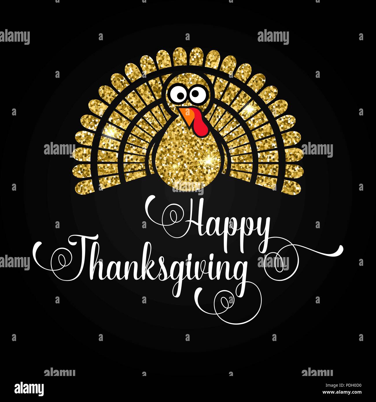 Happy Thanksgiving Day greeting card. Typography posters with golden ...