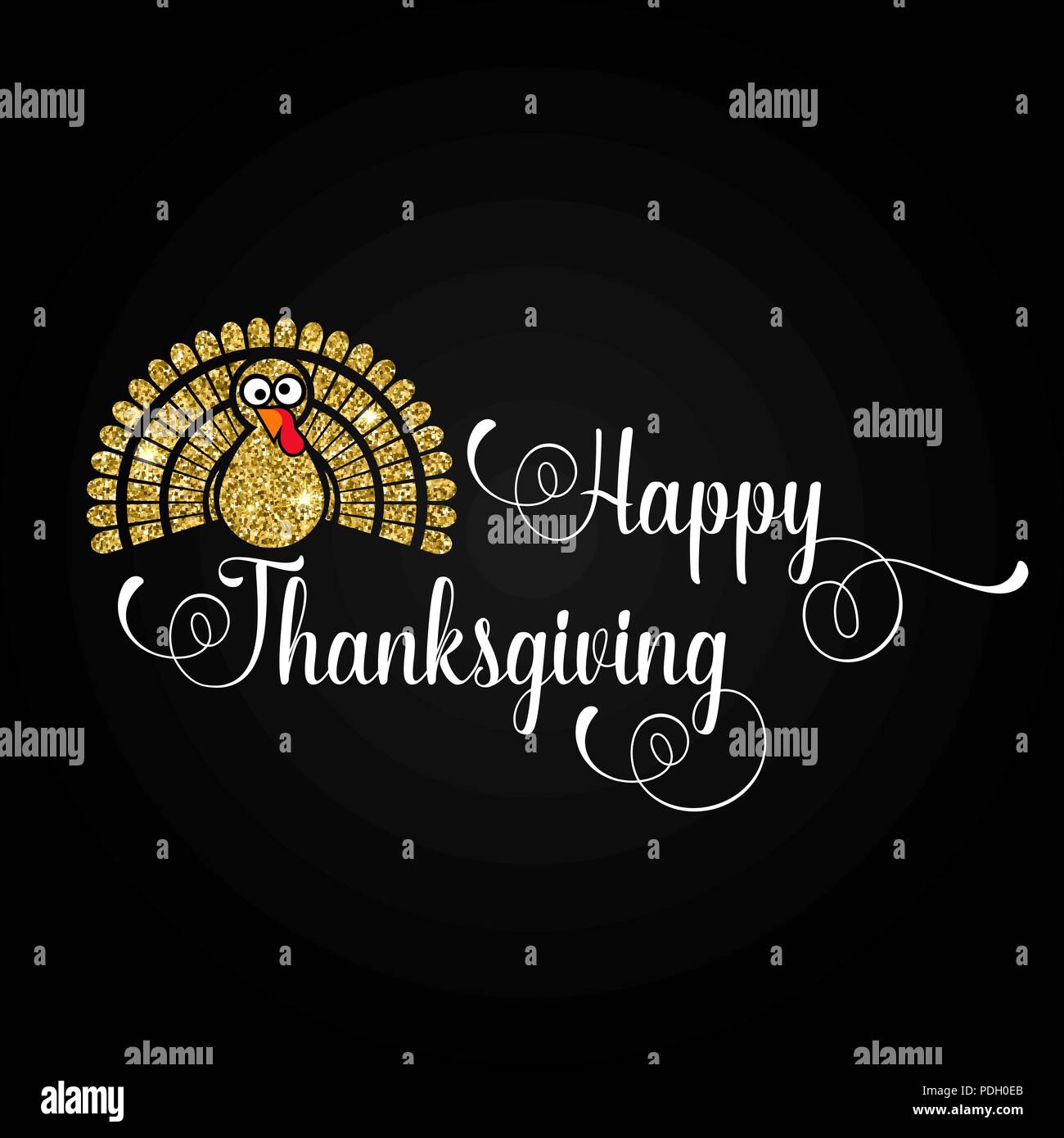 Happy Thanksgiving Day greeting card. Typography posters with golden ...