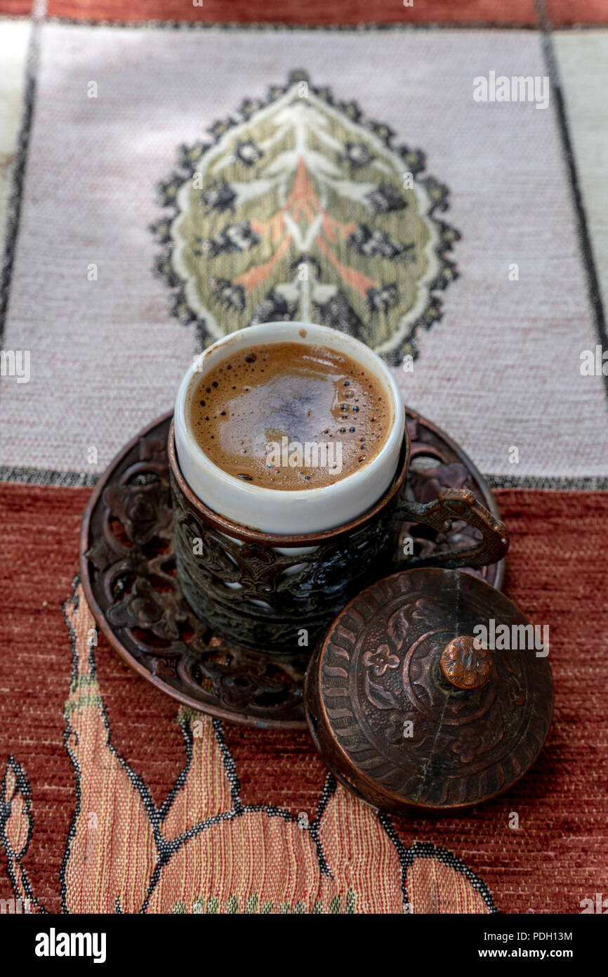 Traditional Turkish coffee on table Stock Photo - Alamy