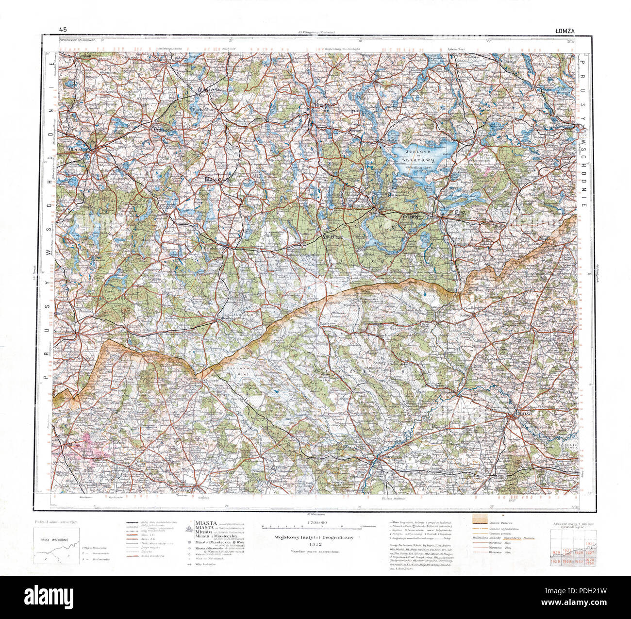 378 WIG Mapa Operacyjna Polski - 45 Łomża 1932 Stock Photo - Alamy