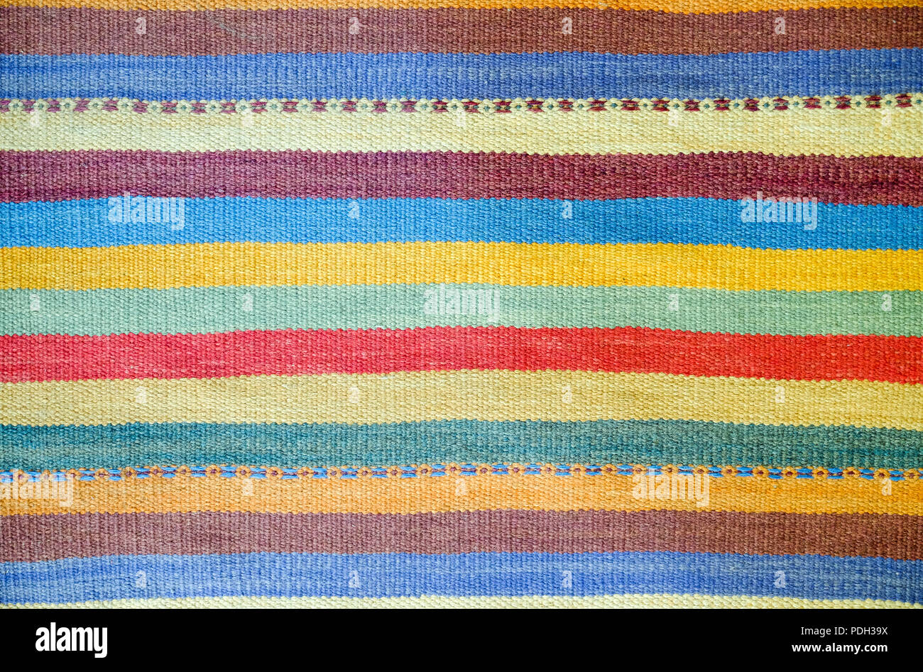 Colorful traditional Peruvian style, close-up rug surface. Textures ...