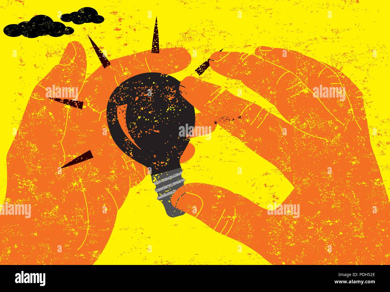 Forming a Bad Idea. Two hands forming a bad idea represented by a black ...