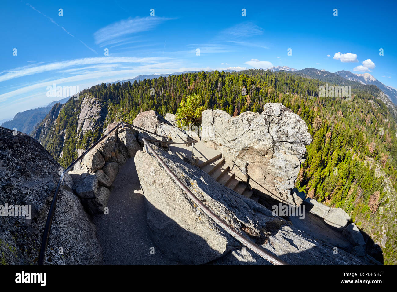 Stairway to the top of Moro Rock, unique granite dome rock formation in ...