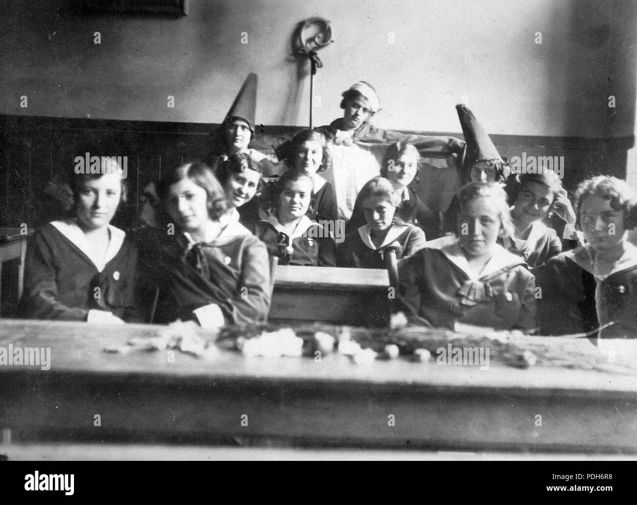 293 School, tableau, girls, classroom, jesting, graduation, interior ...