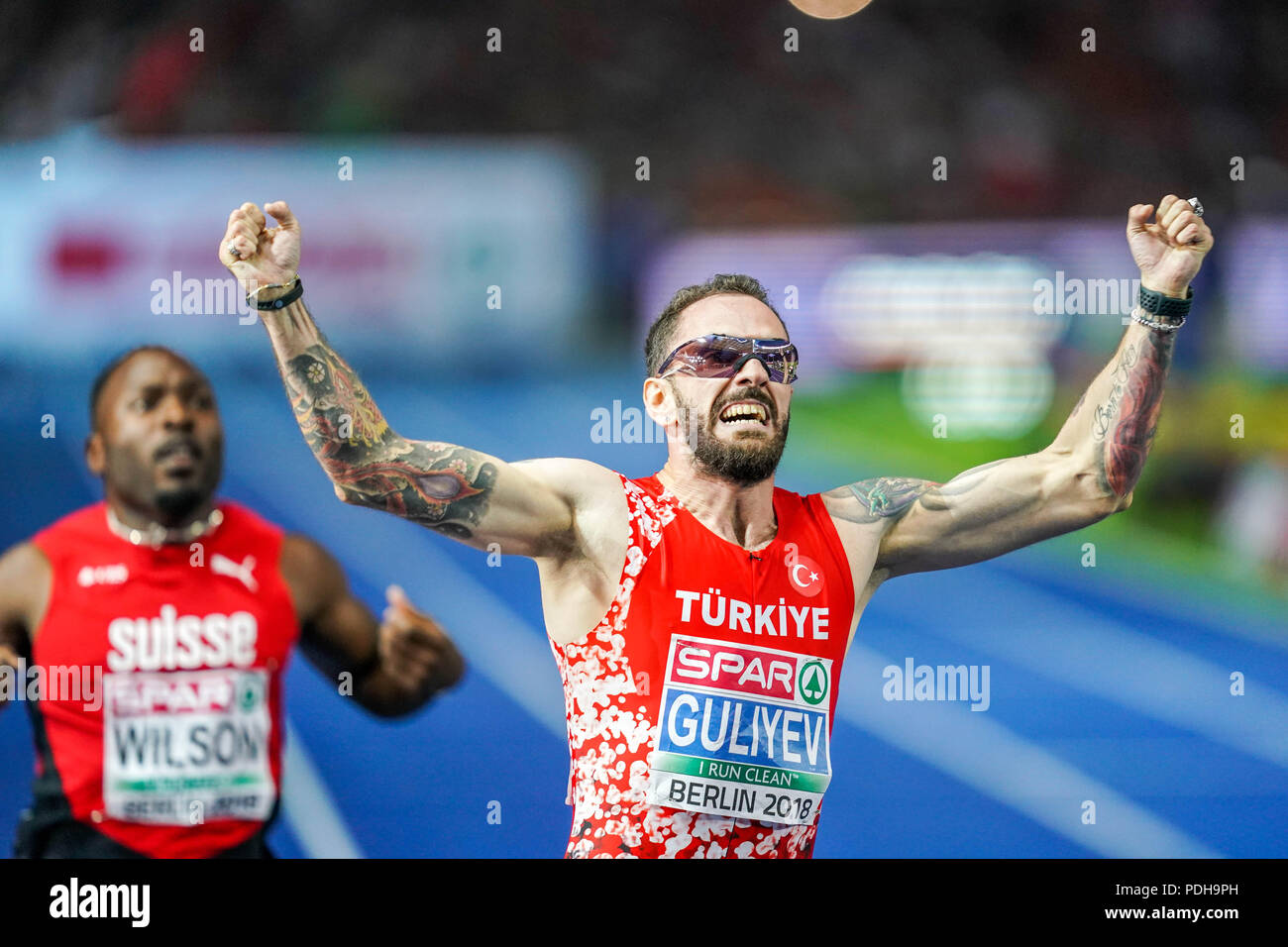 Berlin, Germany. August 9, 2018: Ramil Guliyev of Â Turkey winning the ...