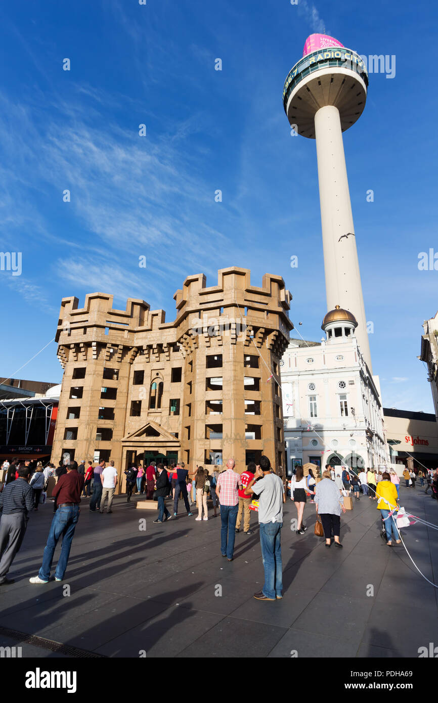 Liverpool, UK. 9th August, 2018. Liverpool's lost castles being built ...