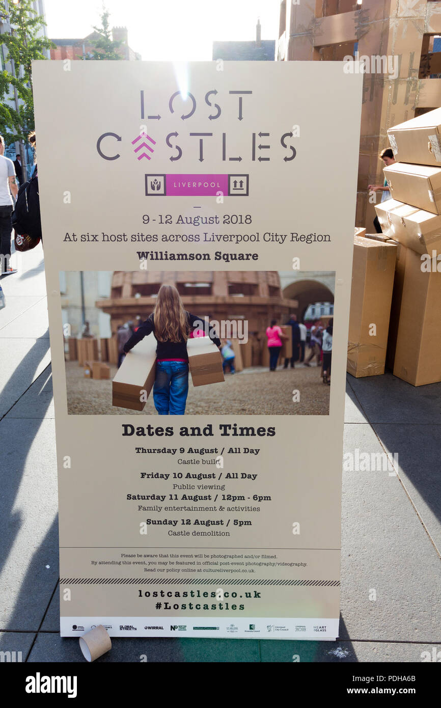 Liverpool, UK. 9th August, 2018. Liverpool's lost castles being built ...