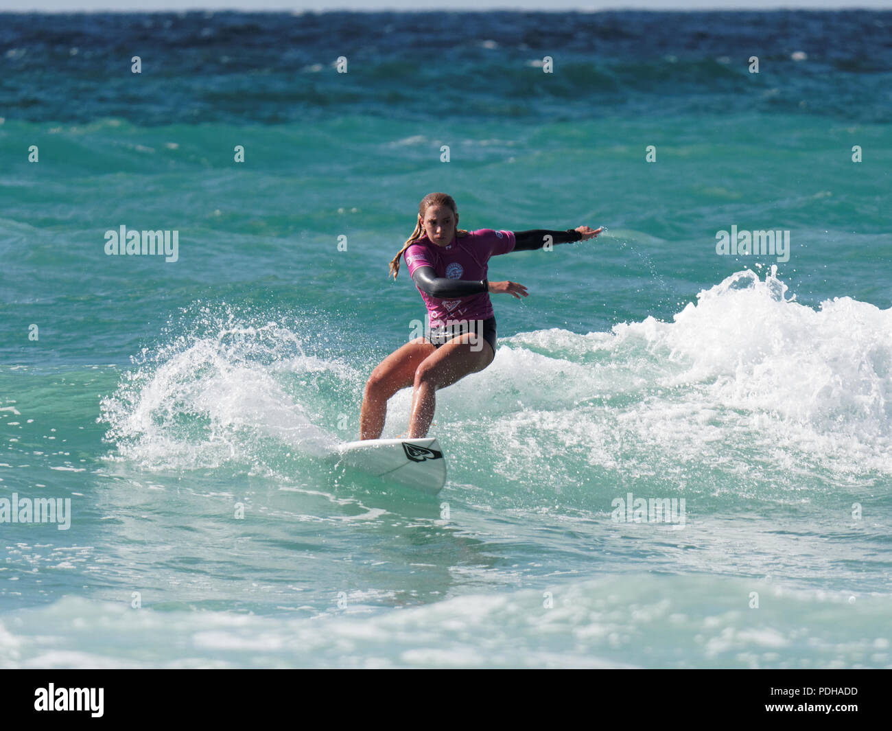 Female Pro surf Roxy event Newquay Cornwall Stock Photo - Alamy