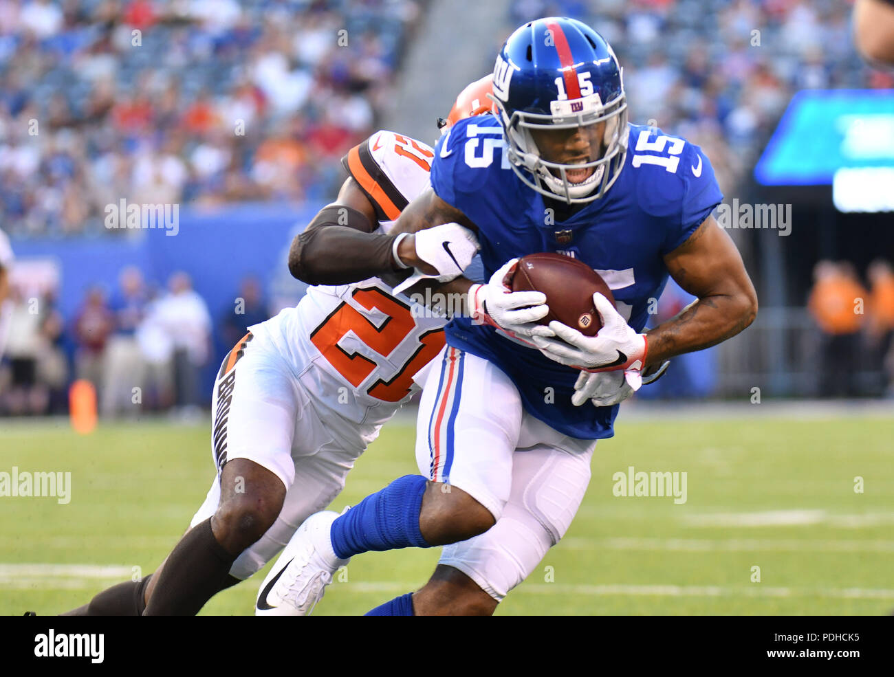 East Rutherford, USA. August 9, 2018: Hunter Sharp (15) of the New York ...