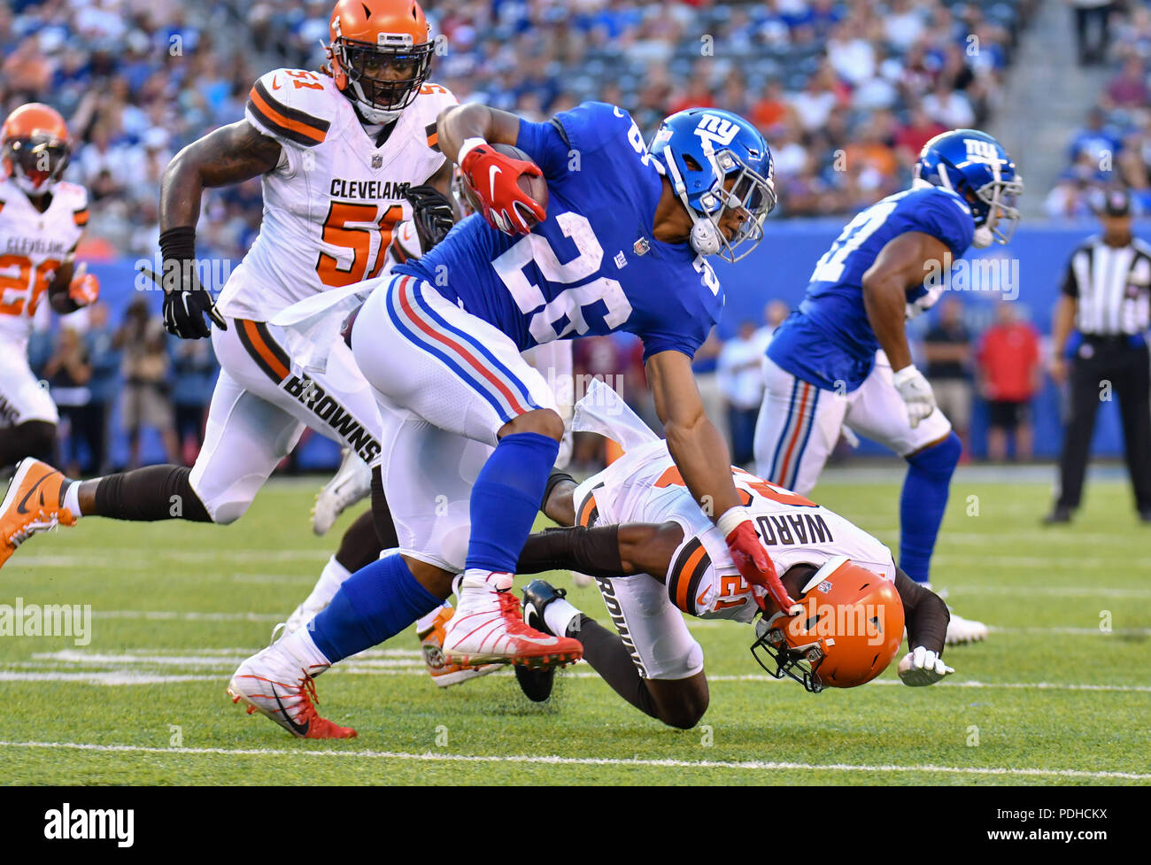 East Rutherford, USA. August 9, 2018: Saquon Barkley (26) of the New ...