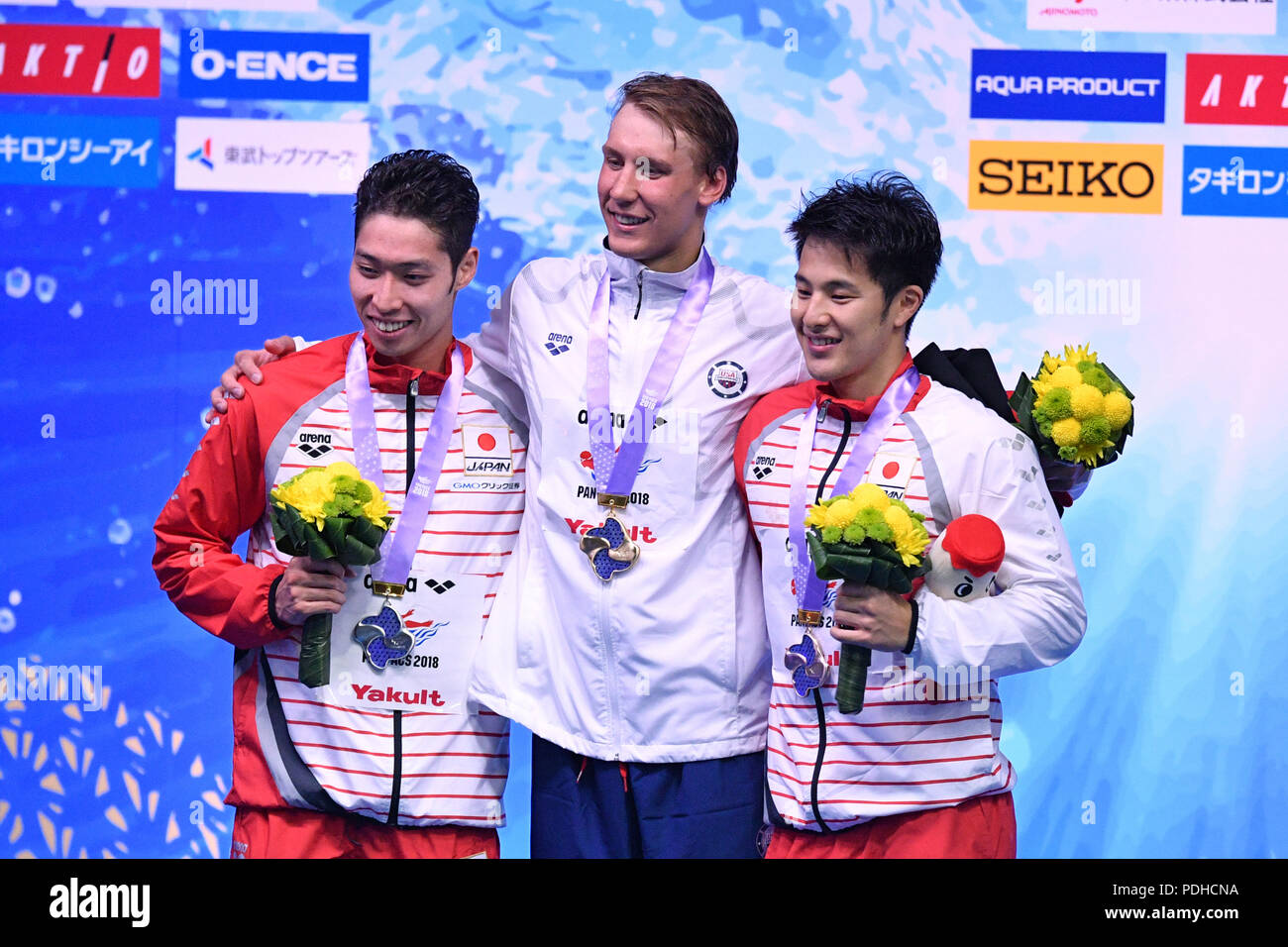 (L-R) Kosuke Hagino (JPN), Chase Tyler Kalisz (USA), Daiya Seto (JPN), AUGUST 9, 2018 - Swimming ...