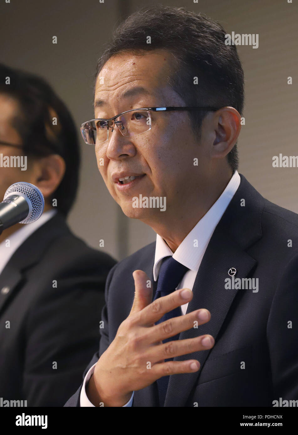 Tokyo, Japan. 9th Aug, 2018. Japan's automaker Mazda Motor senior ...