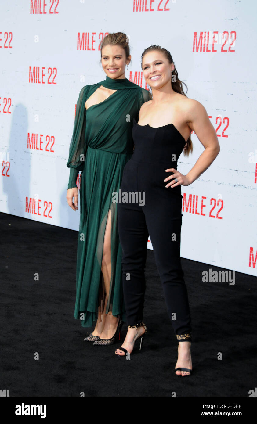 WESTWOOD, CA - AUGUST 09: Actress Lauren Cohan and Ronda Rousey attend ...