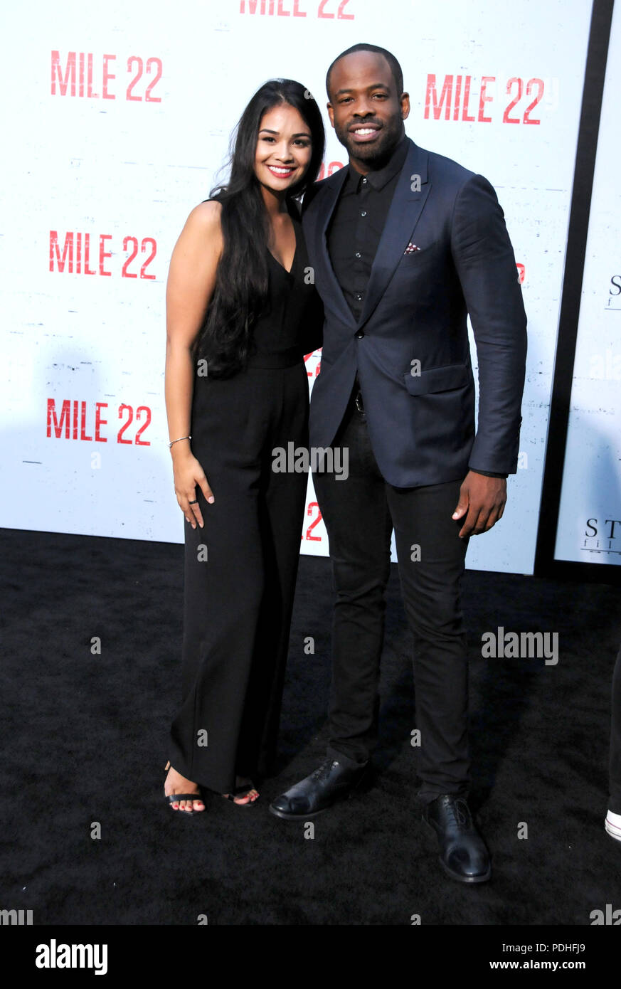 WESTWOOD, CA - AUGUST 09: Tatiana Lutz and Actor Chike Okonkwo attend the premiere of STX Films ...