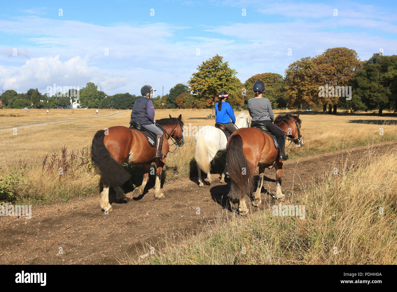 London UK. 10th August 2018. A group of horse riders from the Wimbledon ...