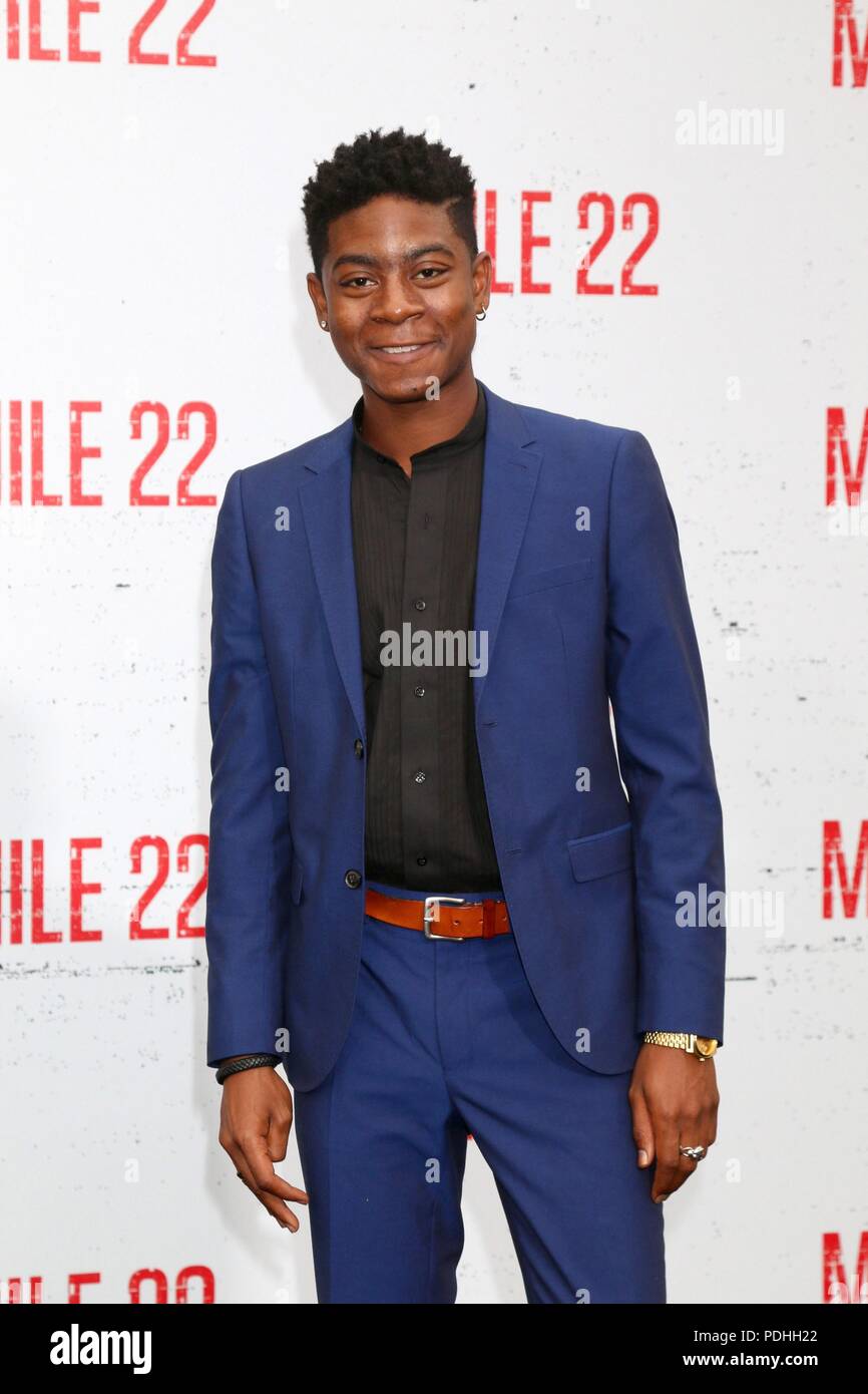 Los Angeles, CA, USA. 9th Aug, 2018. RJ Cyler at arrivals for MILE 22 ...