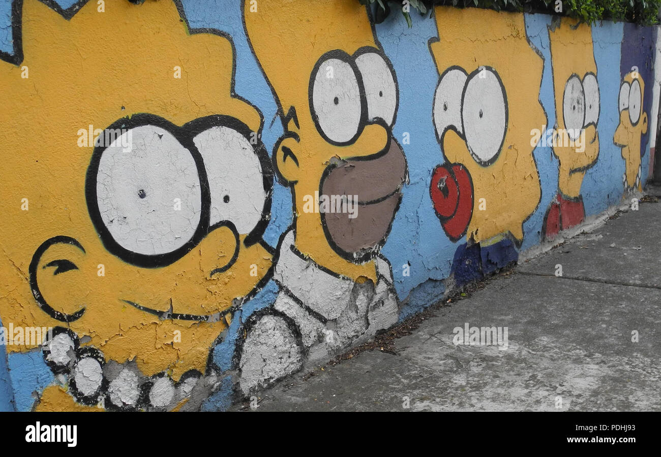 Mexico City, Mexico. 08th Aug, 2018. Graffiti with the Simpson family ...