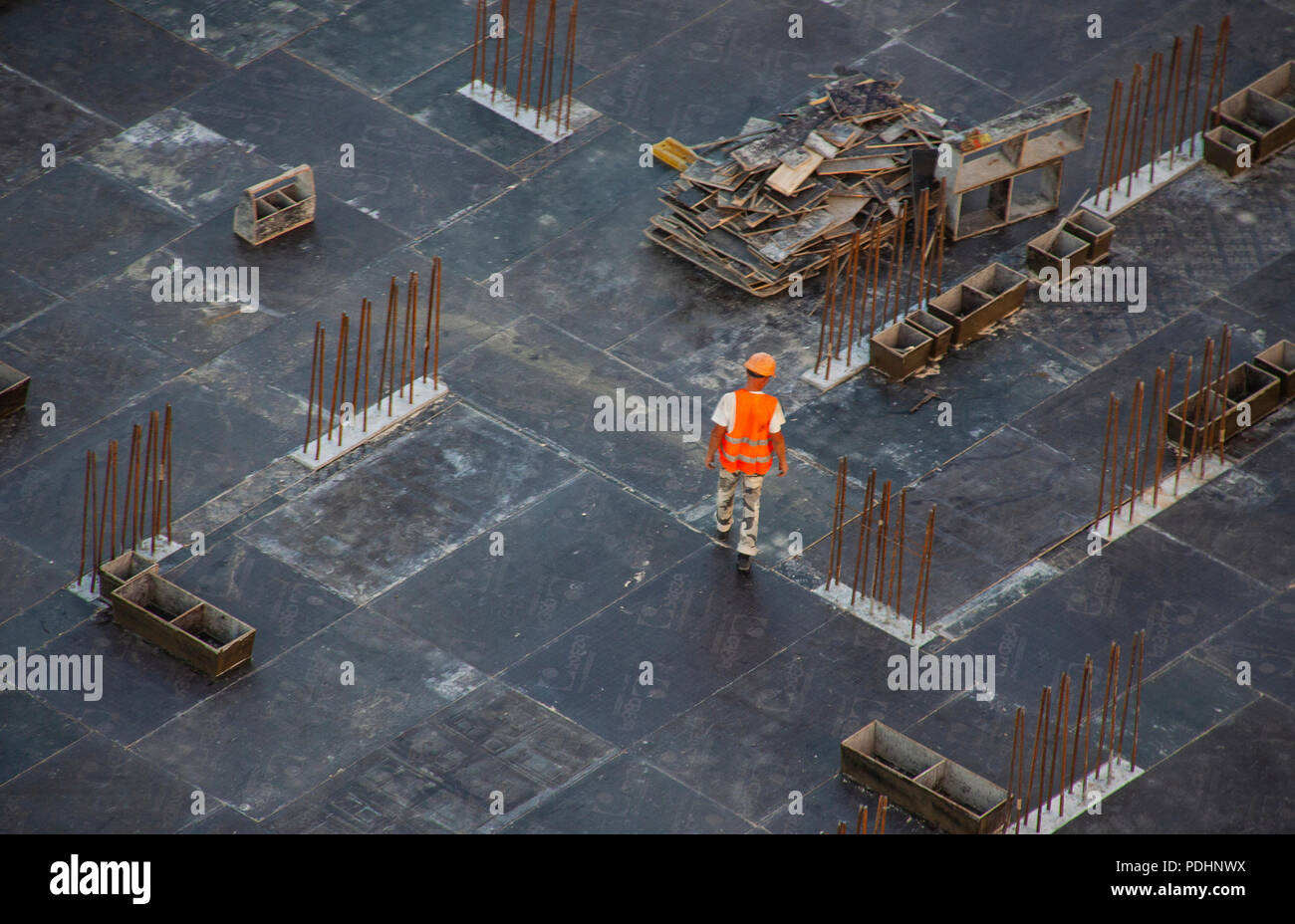 Construction worker on construction site Stock Photo - Alamy