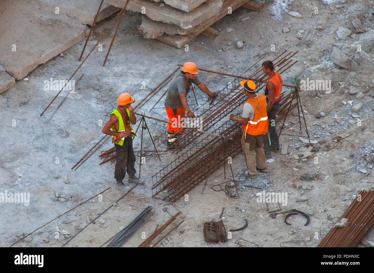 Construction worker on construction site Stock Photo - Alamy