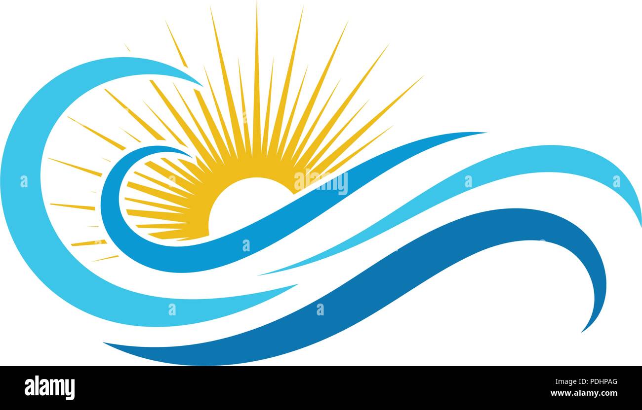 Sun With Water wave icon vector illustration design logo template Stock ...